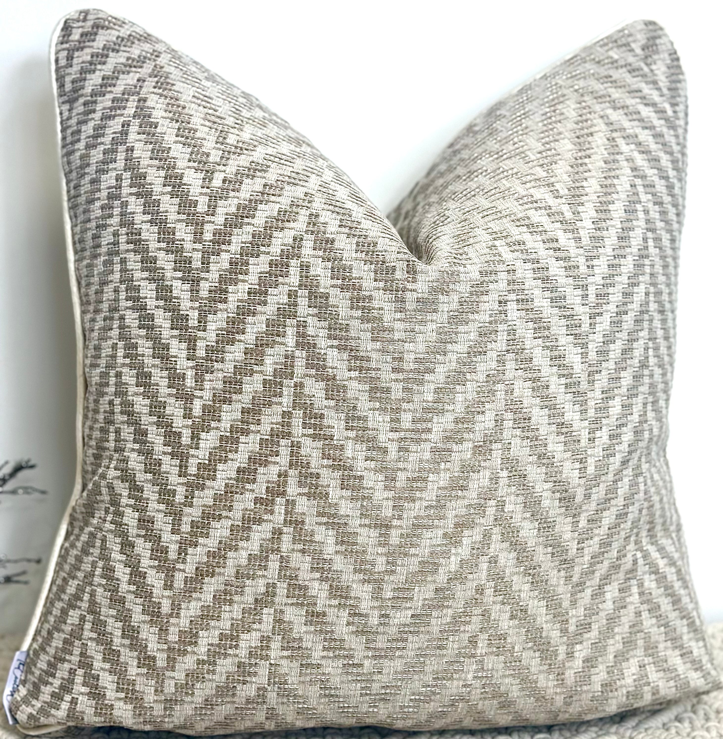 The Couture Cushion | The Beige Michi Piped In White - Style No. 188 ...