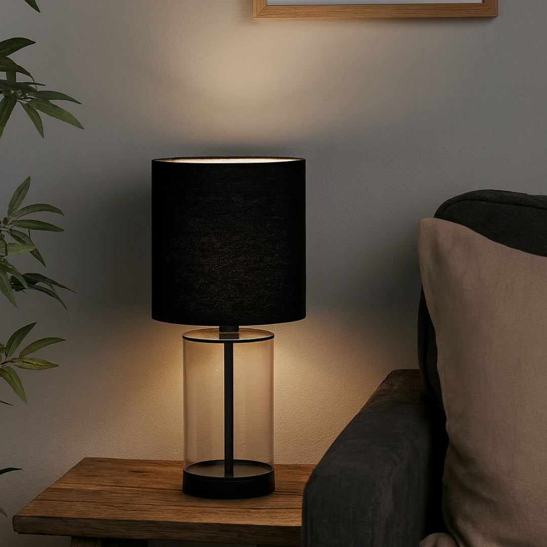 Adelia Black Glass Small Table Lamp – The Couture Cushion Ltd